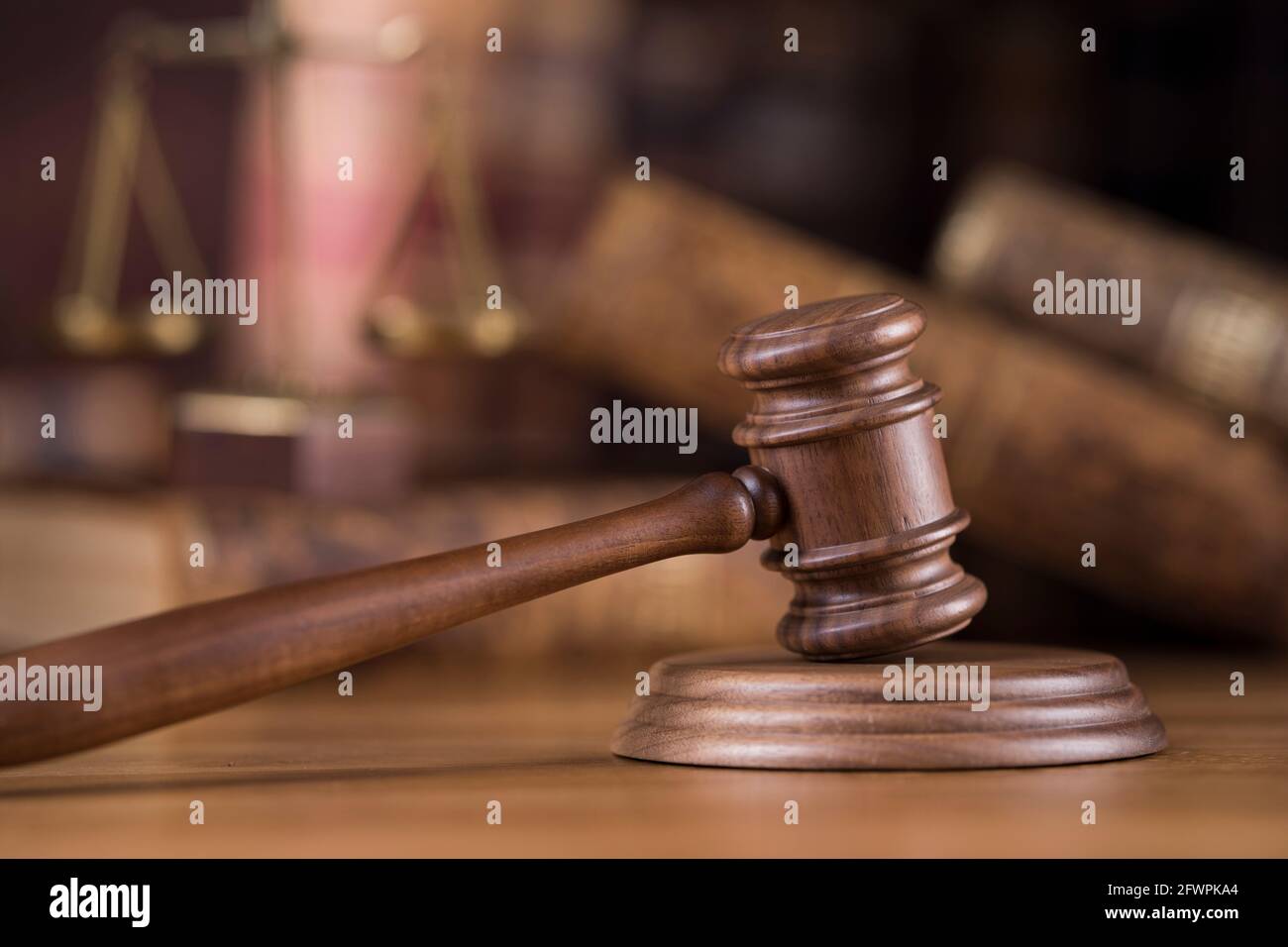 Law theme, mallet of judge, wooden gavel, globe background Stock Photo ...