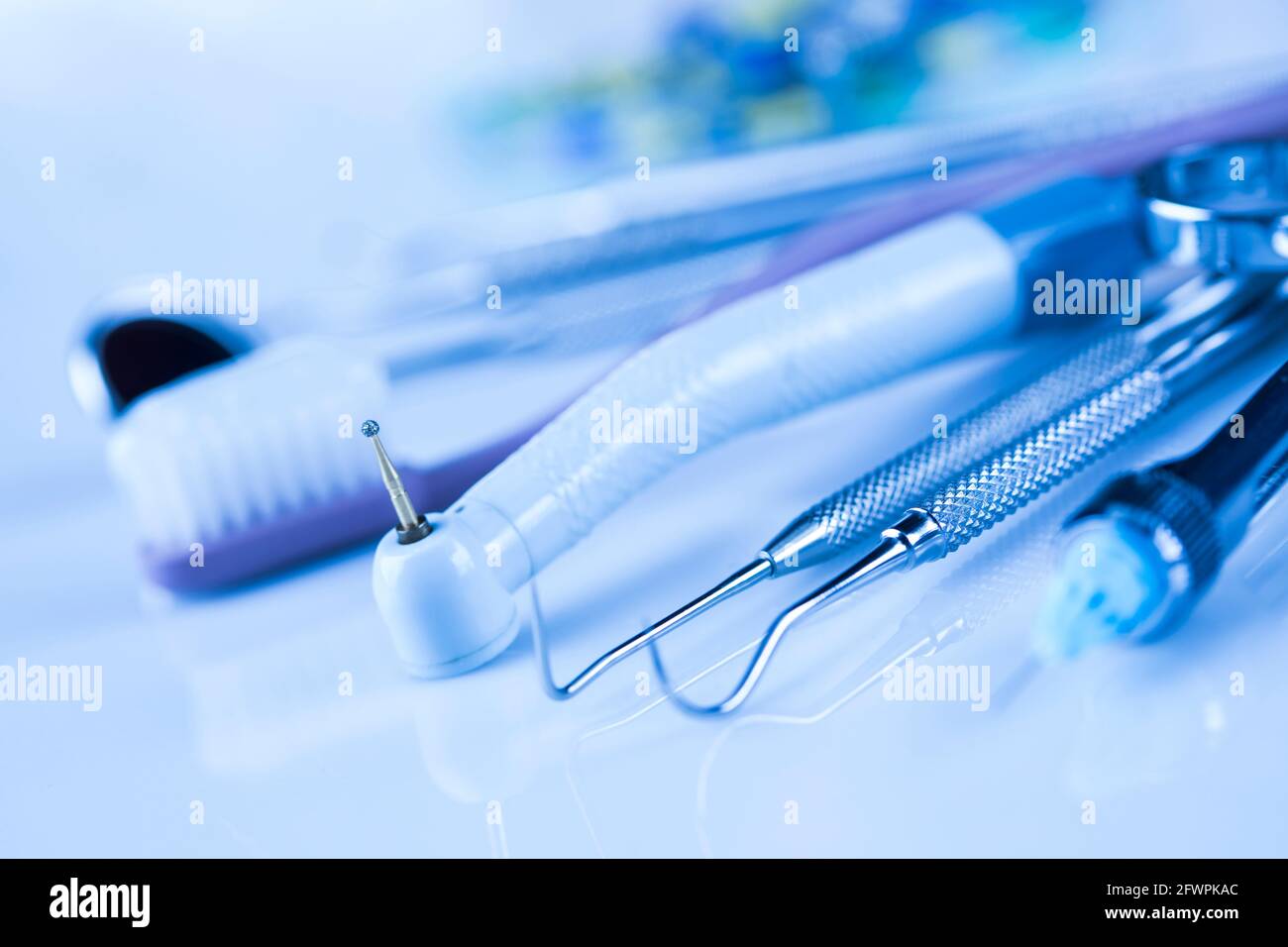 Set of metal medical equipment tools for teeth dental Stock Photo - Alamy