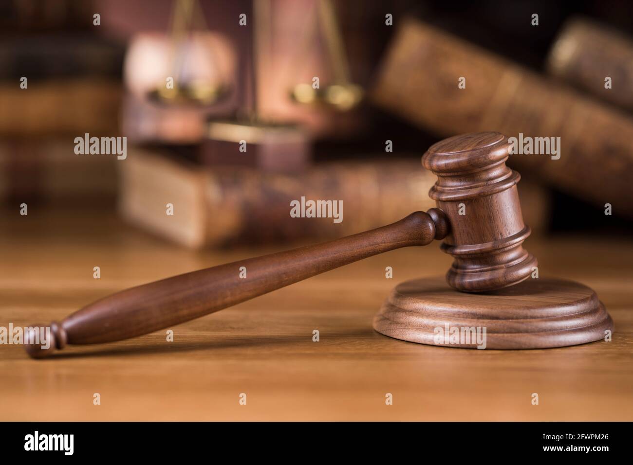 Law theme, mallet of judge, wooden gavel, globe background Stock Photo ...