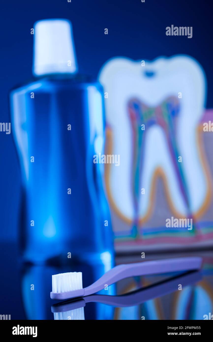 Dental care symbols Tooth brush,paste Stock Photo - Alamy