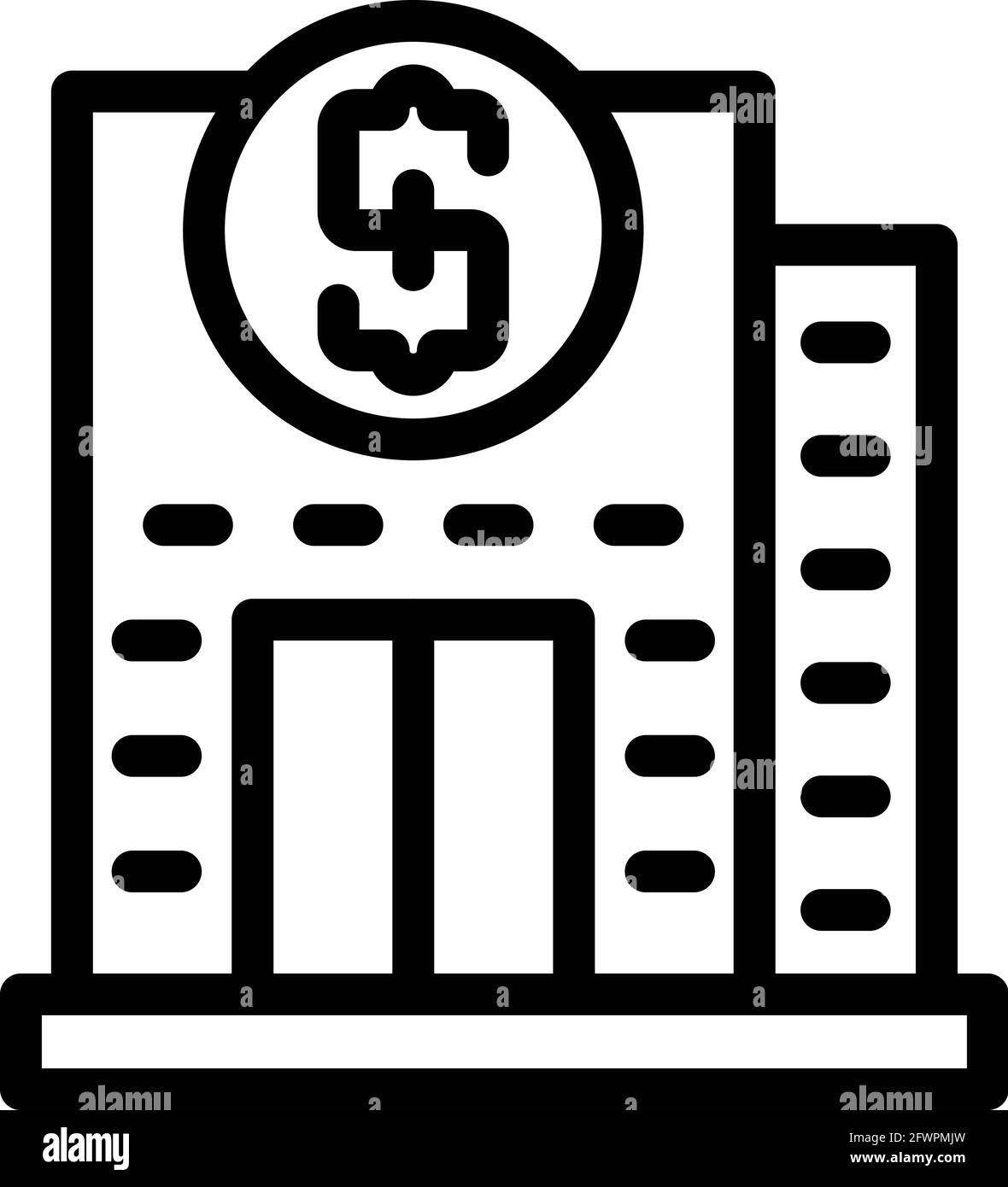 Money building icon. Outline Money building vector icon for web design ...