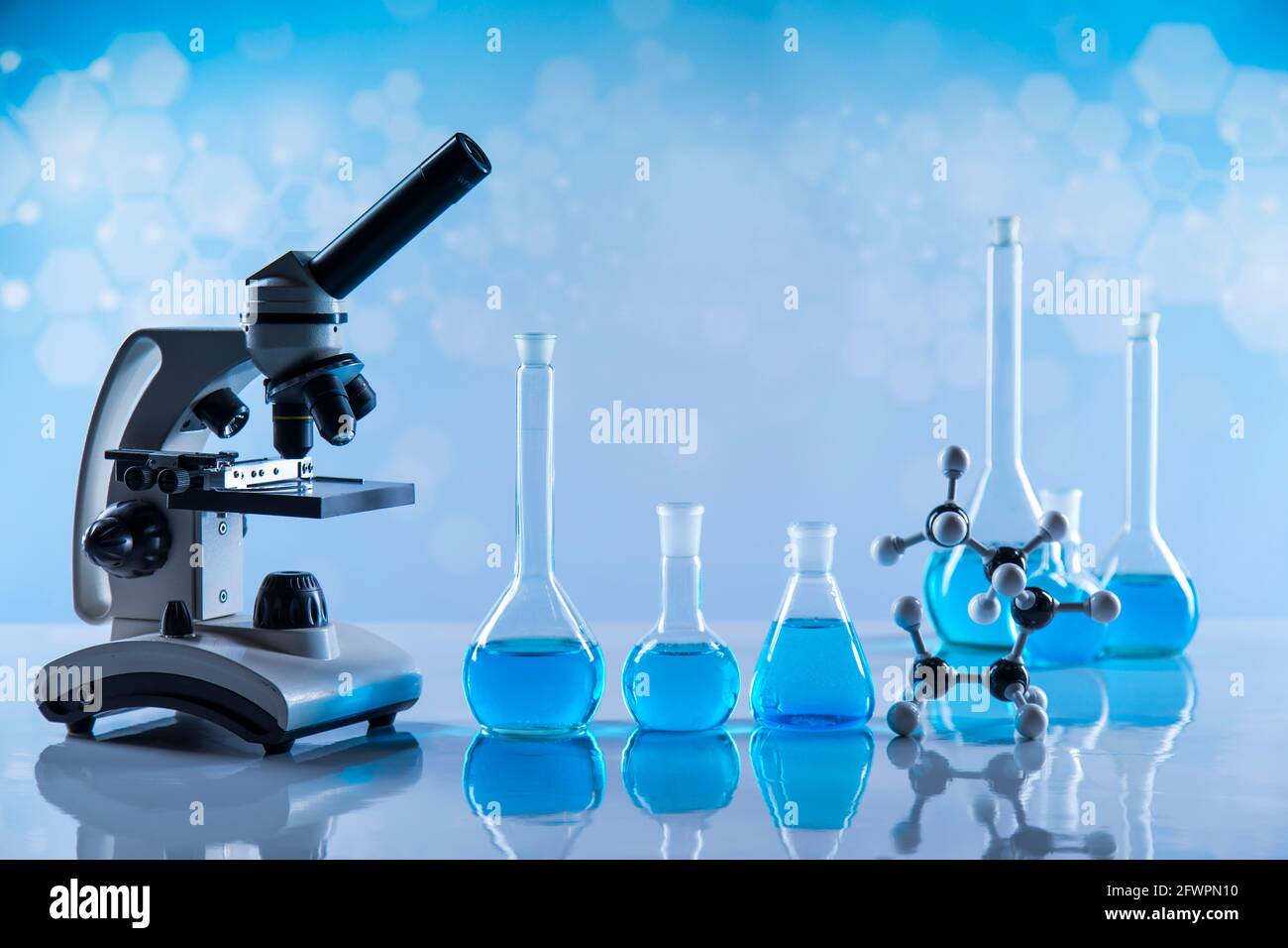 Microscope, Glassware, Laboratory beakers,Science experiment Stock ...