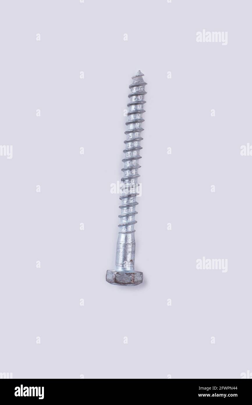 Iron screw nail, top view Stock Photo - Alamy