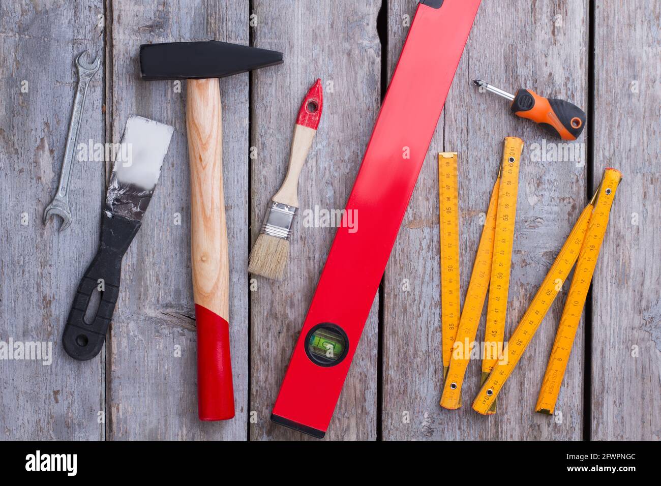 Repair tool kit background. Construction tools Stock Photo - Alamy