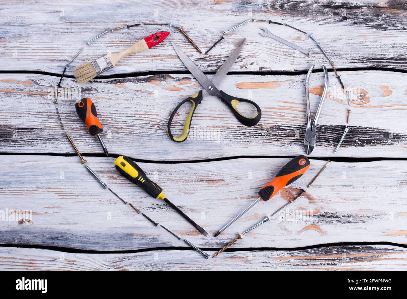 Heart shape made from construction tools Stock Photo - Alamy