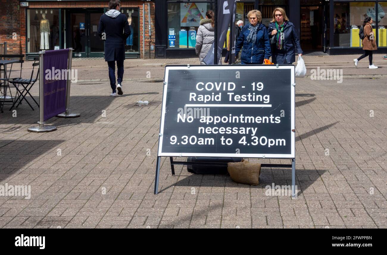 Sign for Covid-19 rapid testing St. Albans Hertfordshire UK Stock Photo ...
