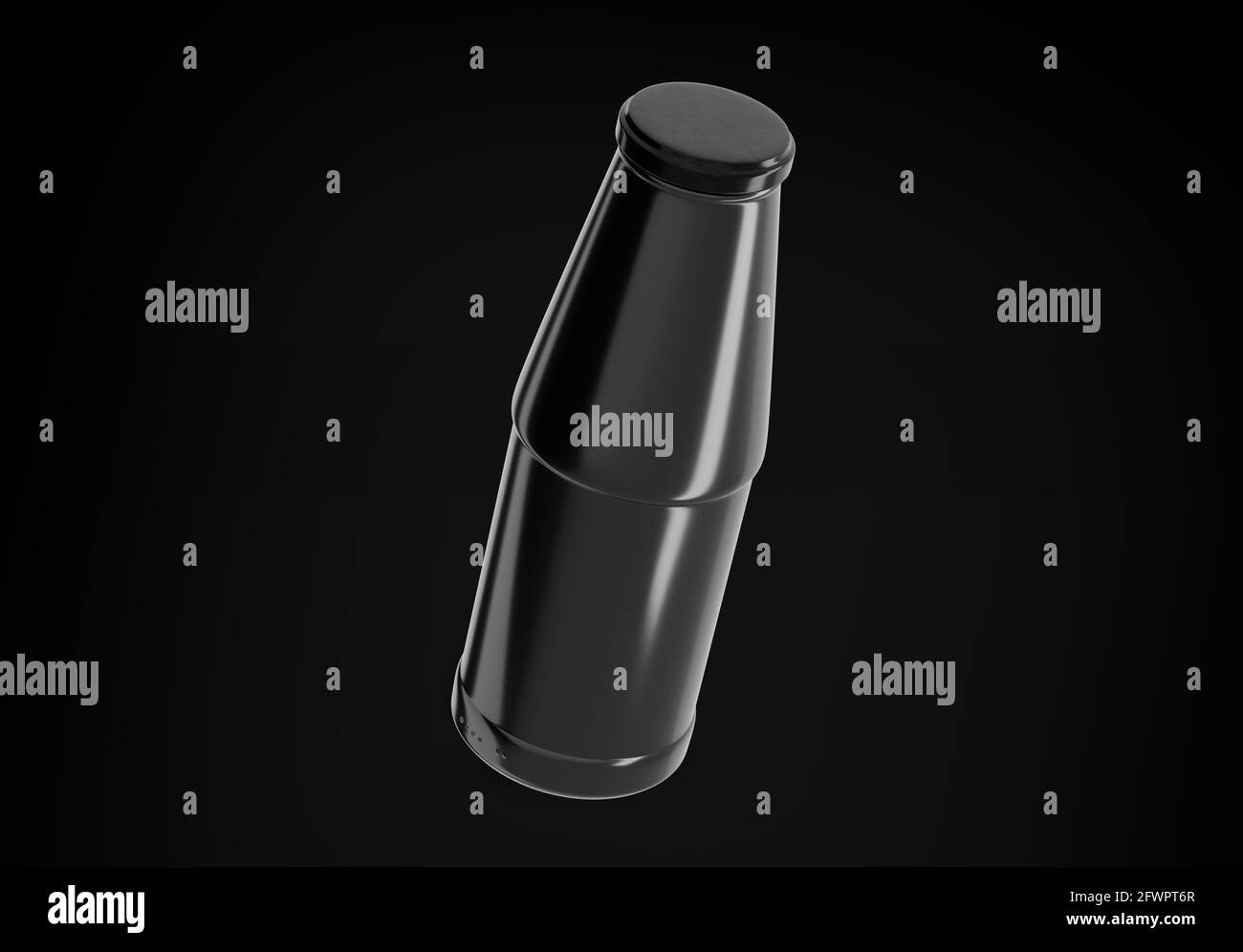 Black Juice Glass Bottle Mockup without label, 3d Rendering on dark ...