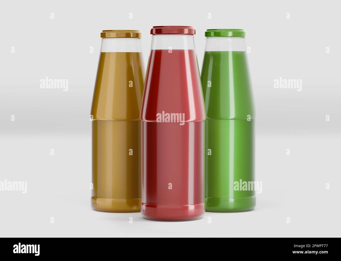 Juice Glass Bottle Mockup without label, 3d Rendering on light ...