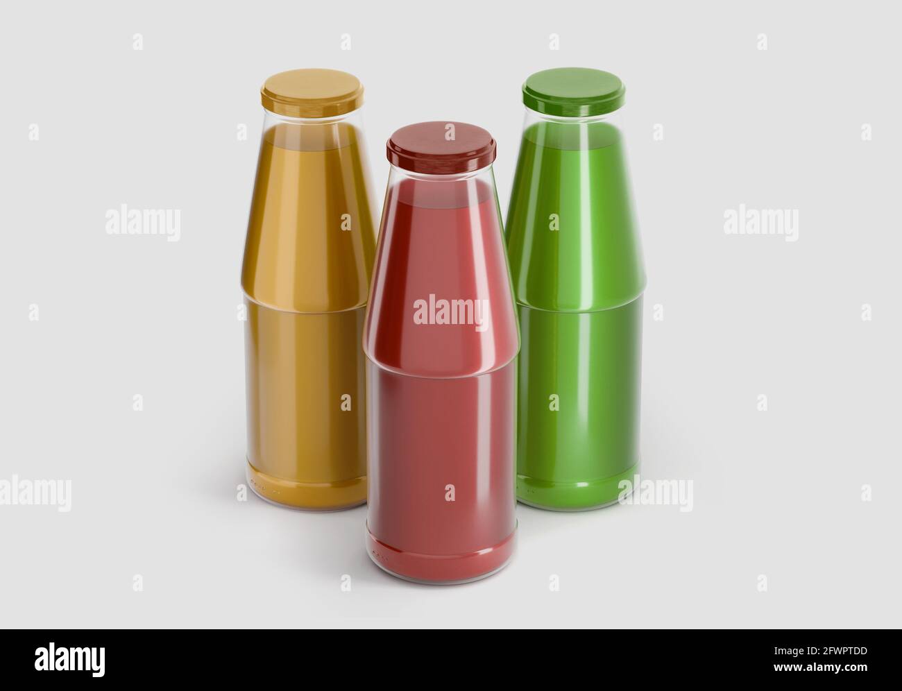 Juice Glass Bottle Mockup without label, 3d Rendering on light ...