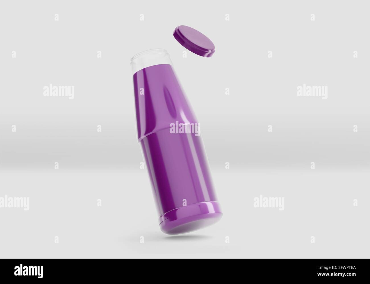 Juice Glass Bottle Mockup without label, 3d Rendering on light ...