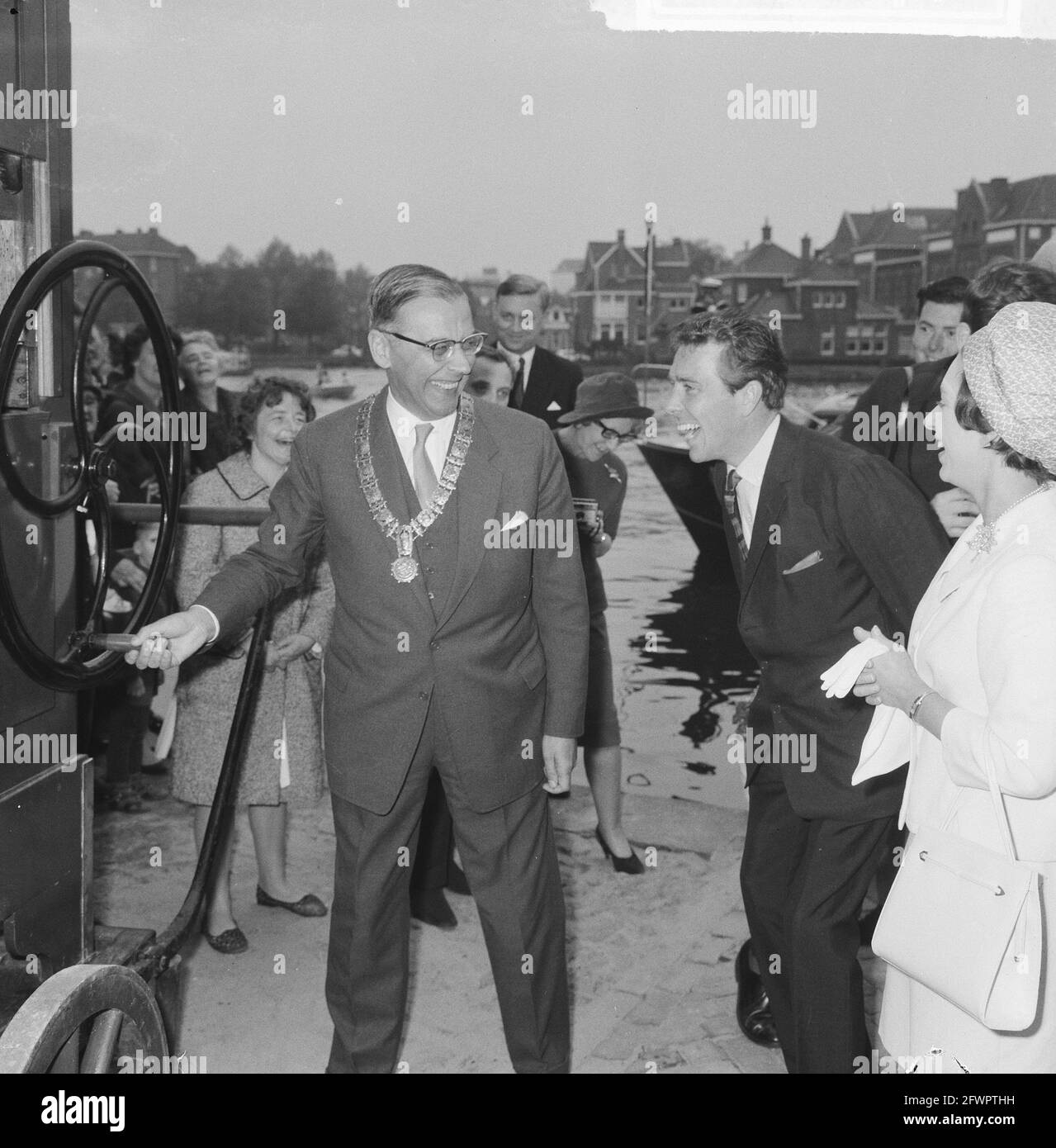 Princess Margaret and Lord Snowdon departing by boat from Amstel Quay ...