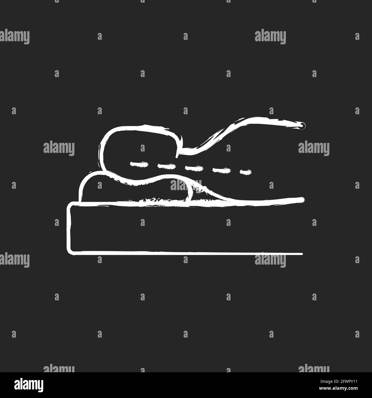 Correct sleeping position chalk white icon on black background Stock ...