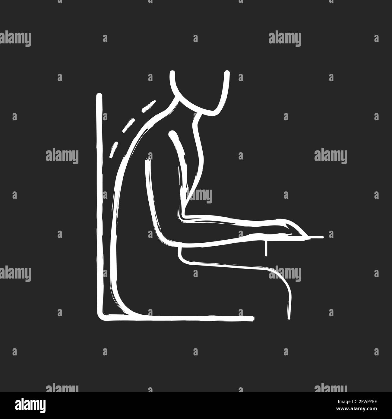Being bent over desk chalk white icon on black background Stock Vector ...