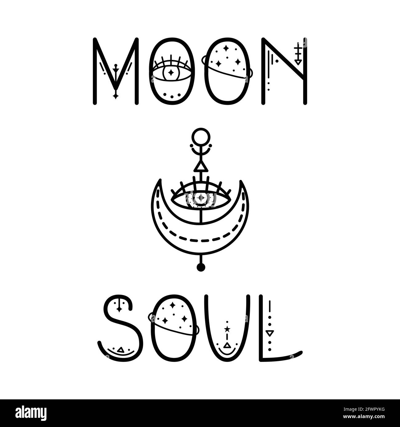 The mystery astrological phrase. Magical lettering - Moon soul Stock ...