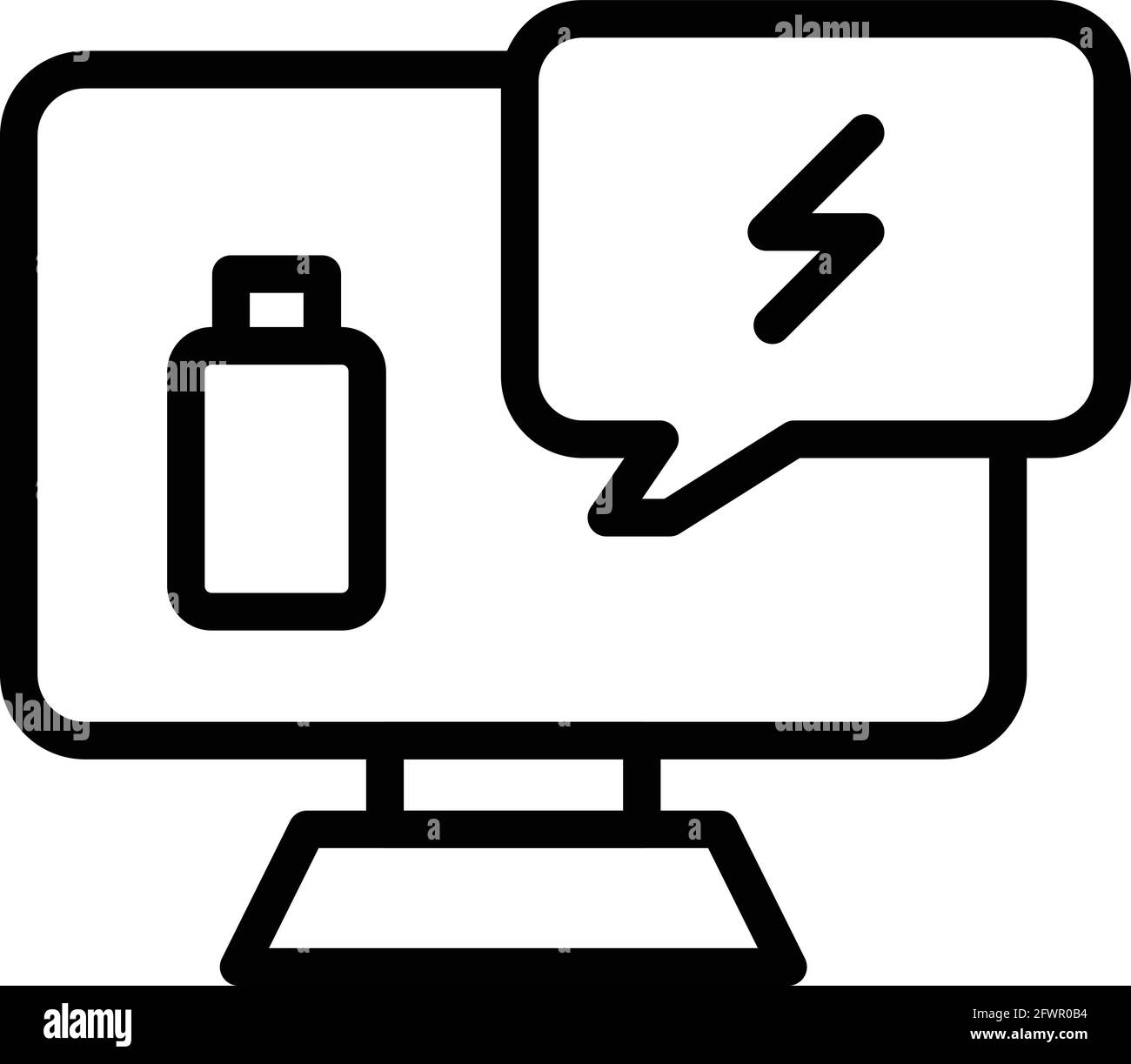 Battery computer icon. Outline Battery computer vector icon for web ...