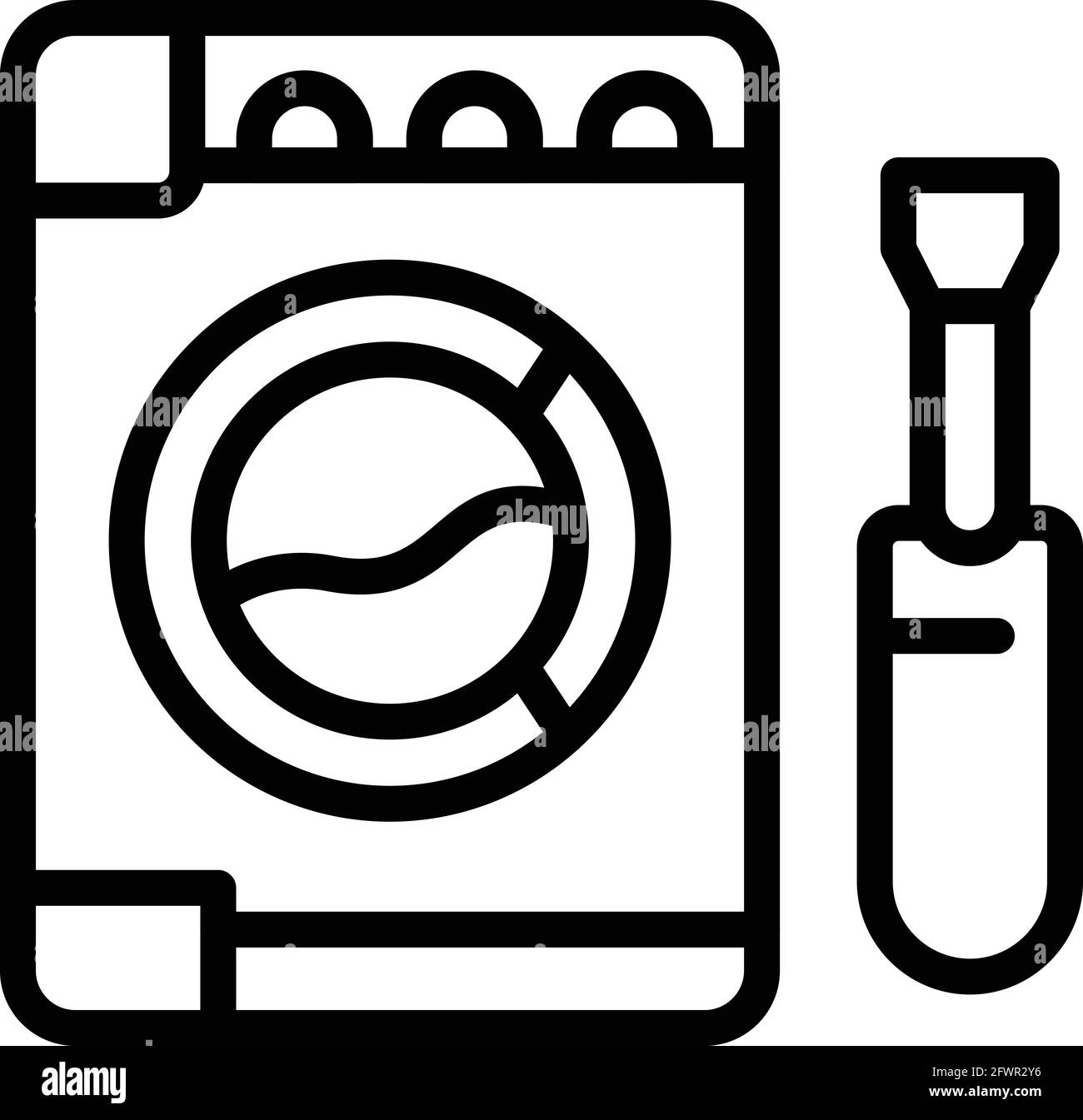 Fixing washing machine icon. Outline Fixing washing machine vector icon ...