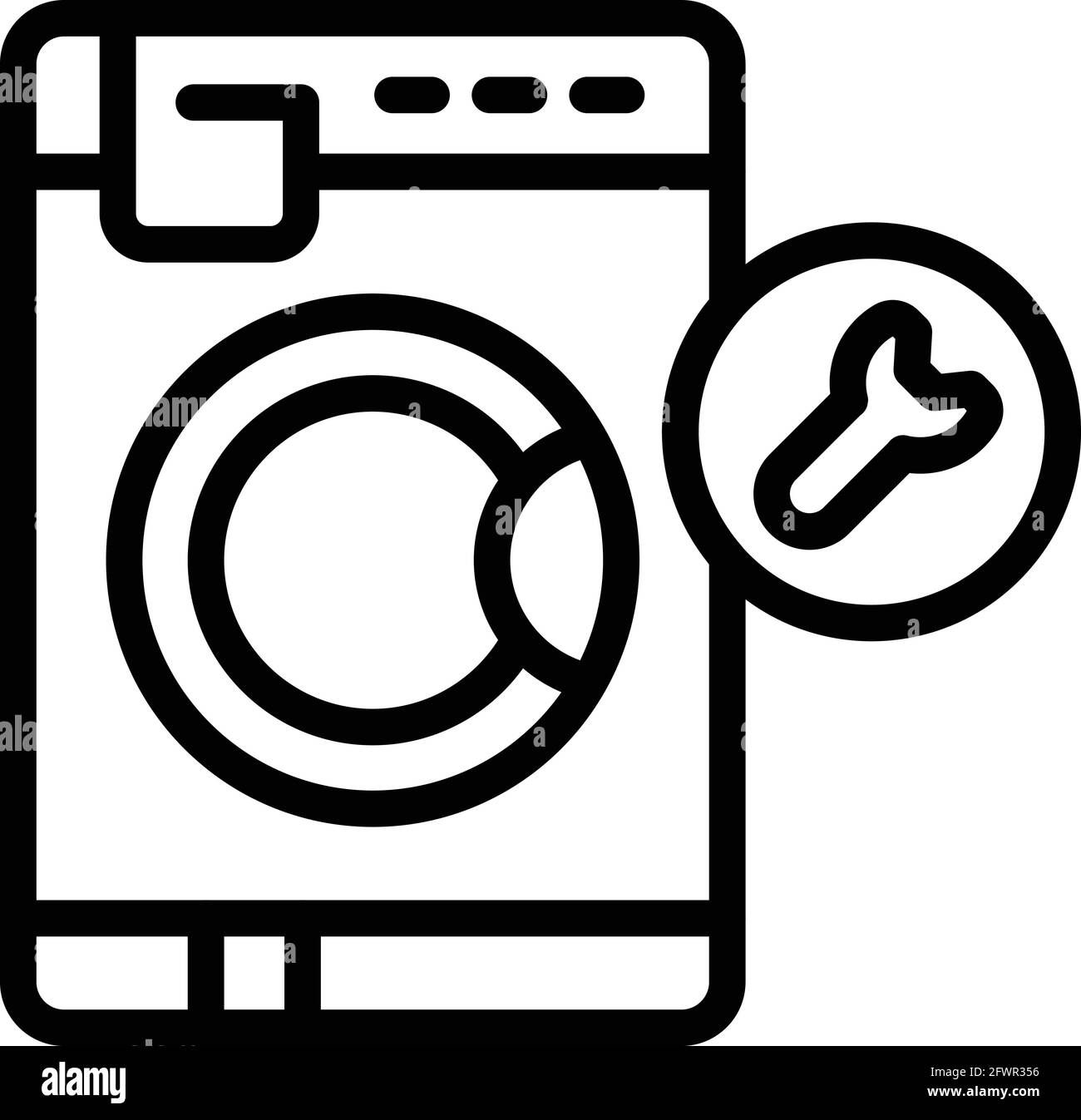 Spanner washing machine icon. Outline Spanner washing machine vector ...