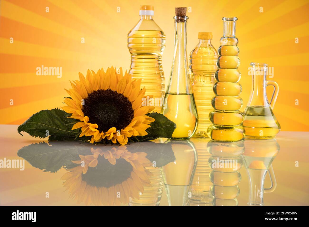 Sunflower oil, Cooking oils, bottles background Stock Photo - Alamy