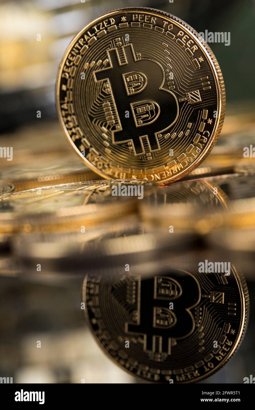 Bitcoin is a cryptocurrency and worldwide payment, technology concept ...