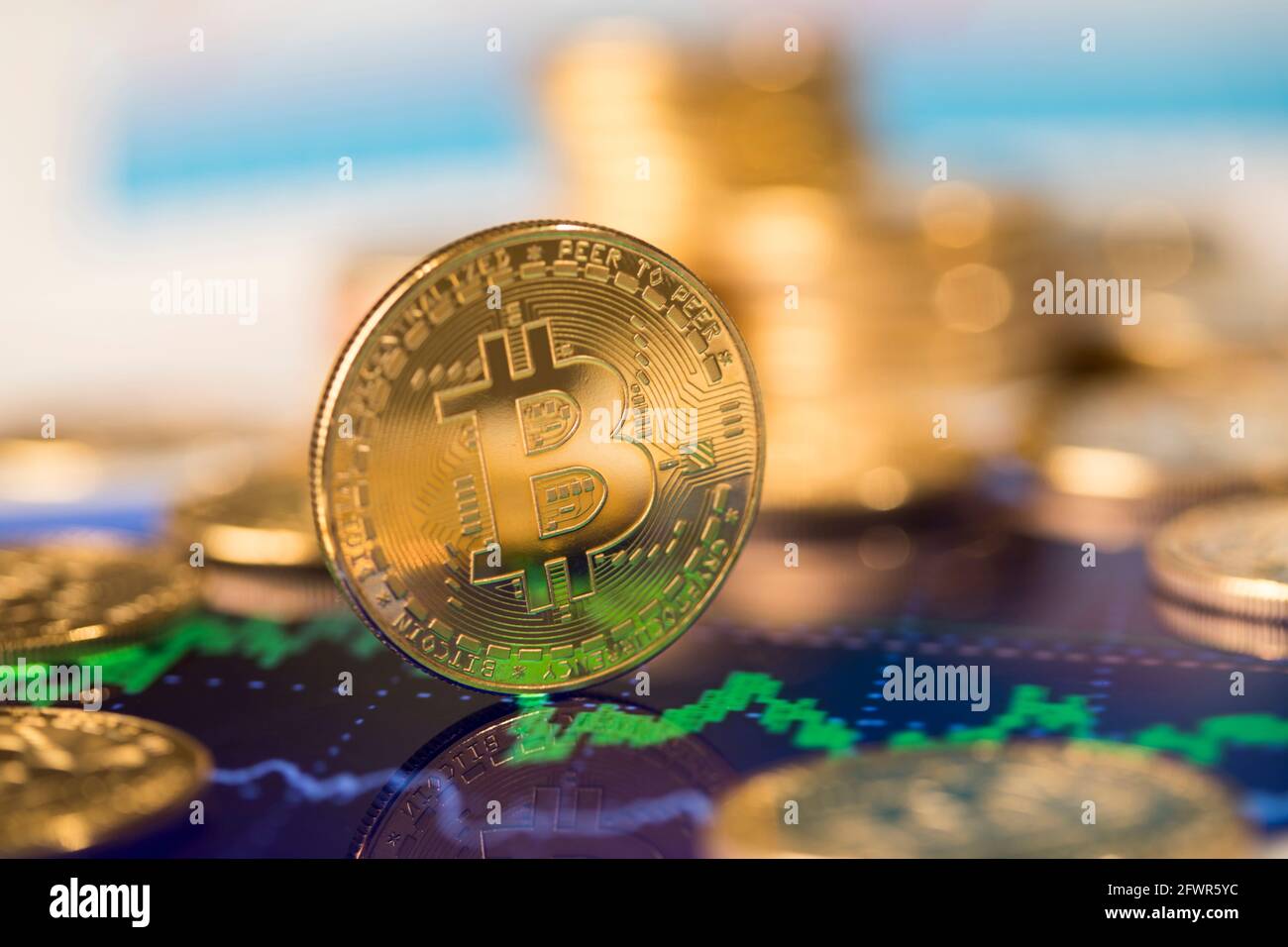 Financial chart, Cryptocurrency, Virtual money background Stock Photo ...
