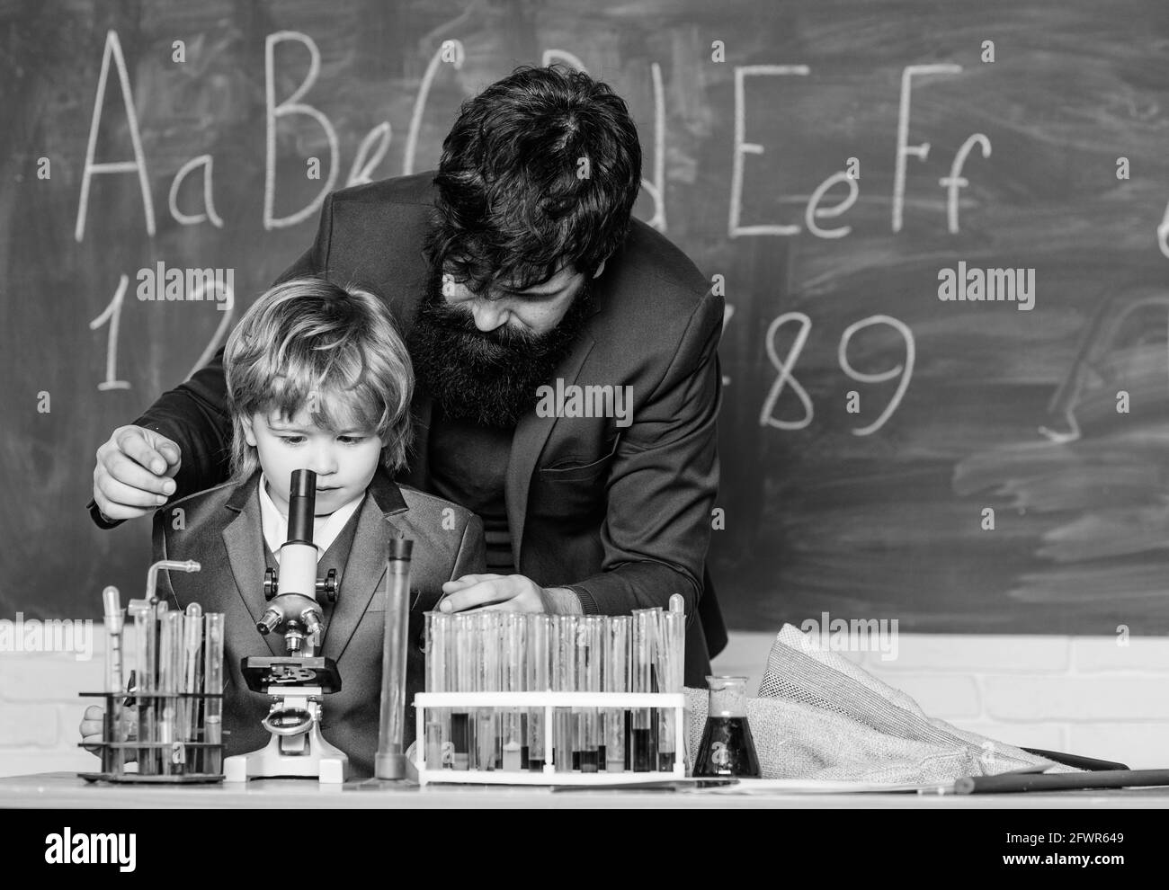 Following father in everything. Knowledge day. My father is scientist ...