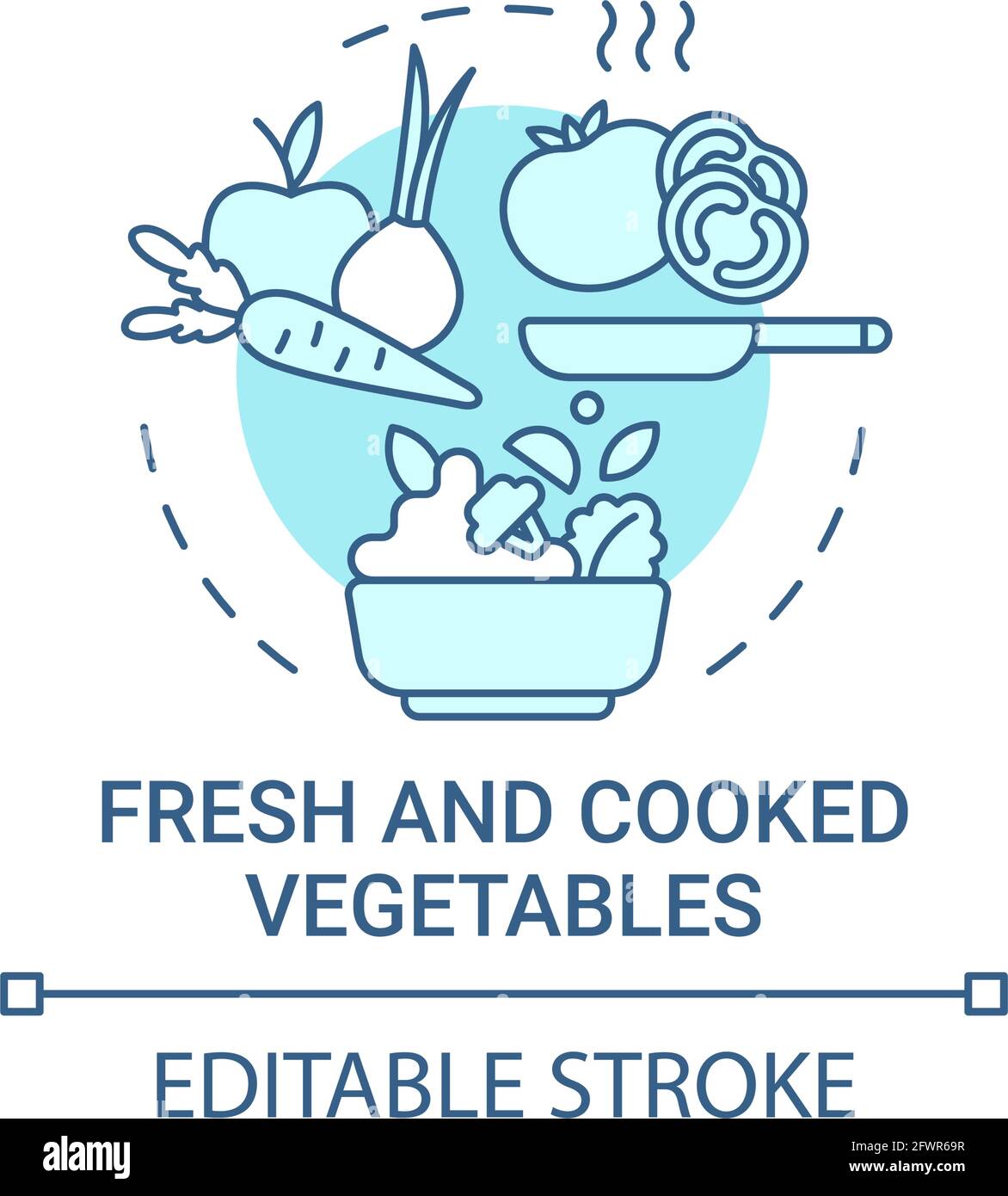 Fresh and cooked vegetables concept icon Stock Vector Image & Art - Alamy