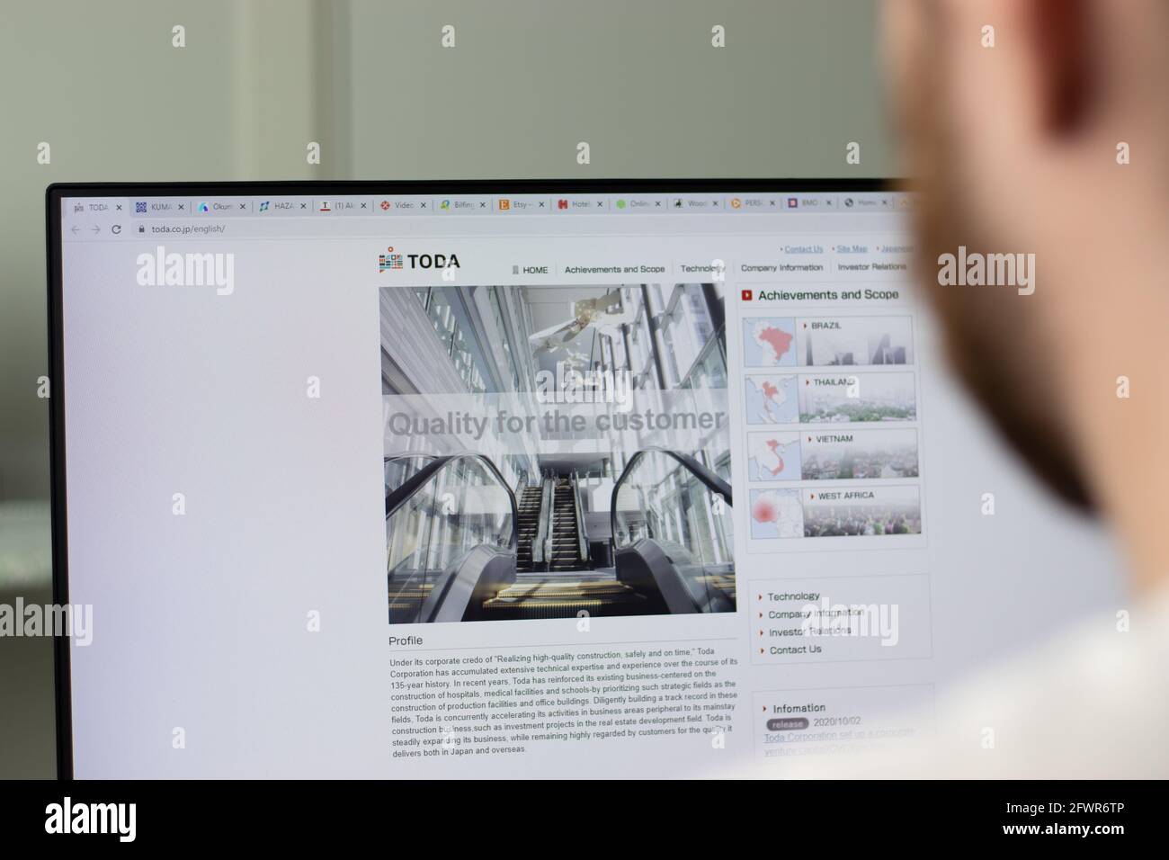 New York, USA - 1 May 2021: TODA CORPORATION company website on screen ...