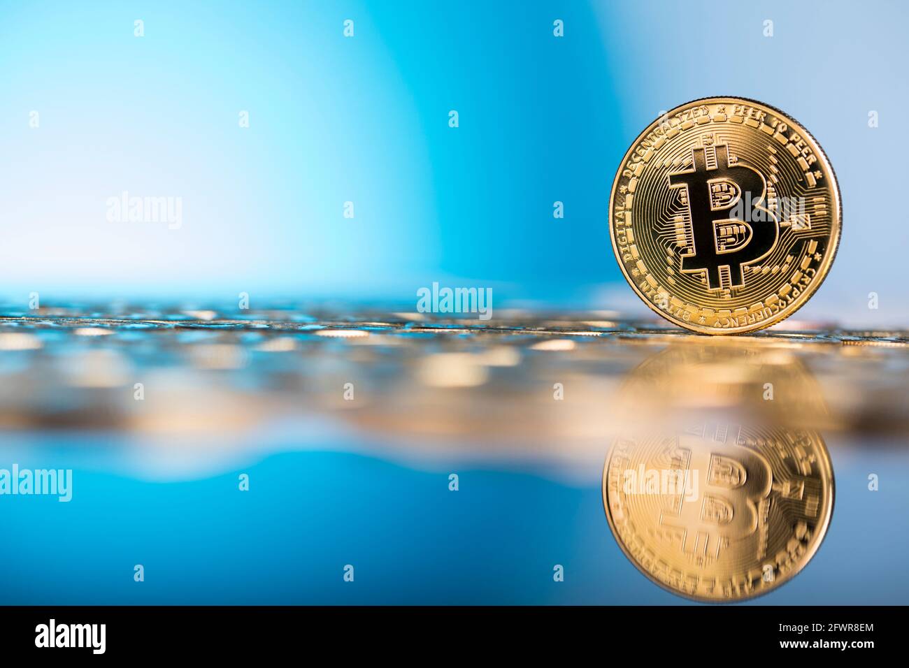 Bitcoin is a cryptocurrency and worldwide payment, technology concept ...