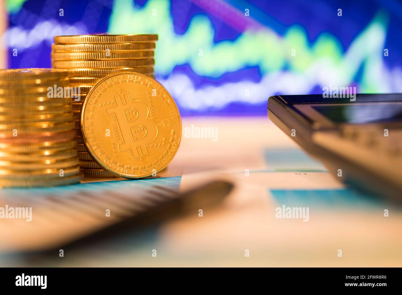 Financial chart, Cryptocurrency, Virtual money background Stock Photo ...