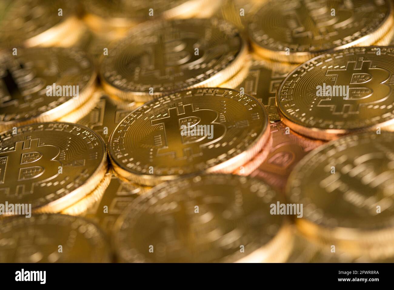 Virtual money, Currency. Bitcoin coins, financial chart Stock Photo - Alamy