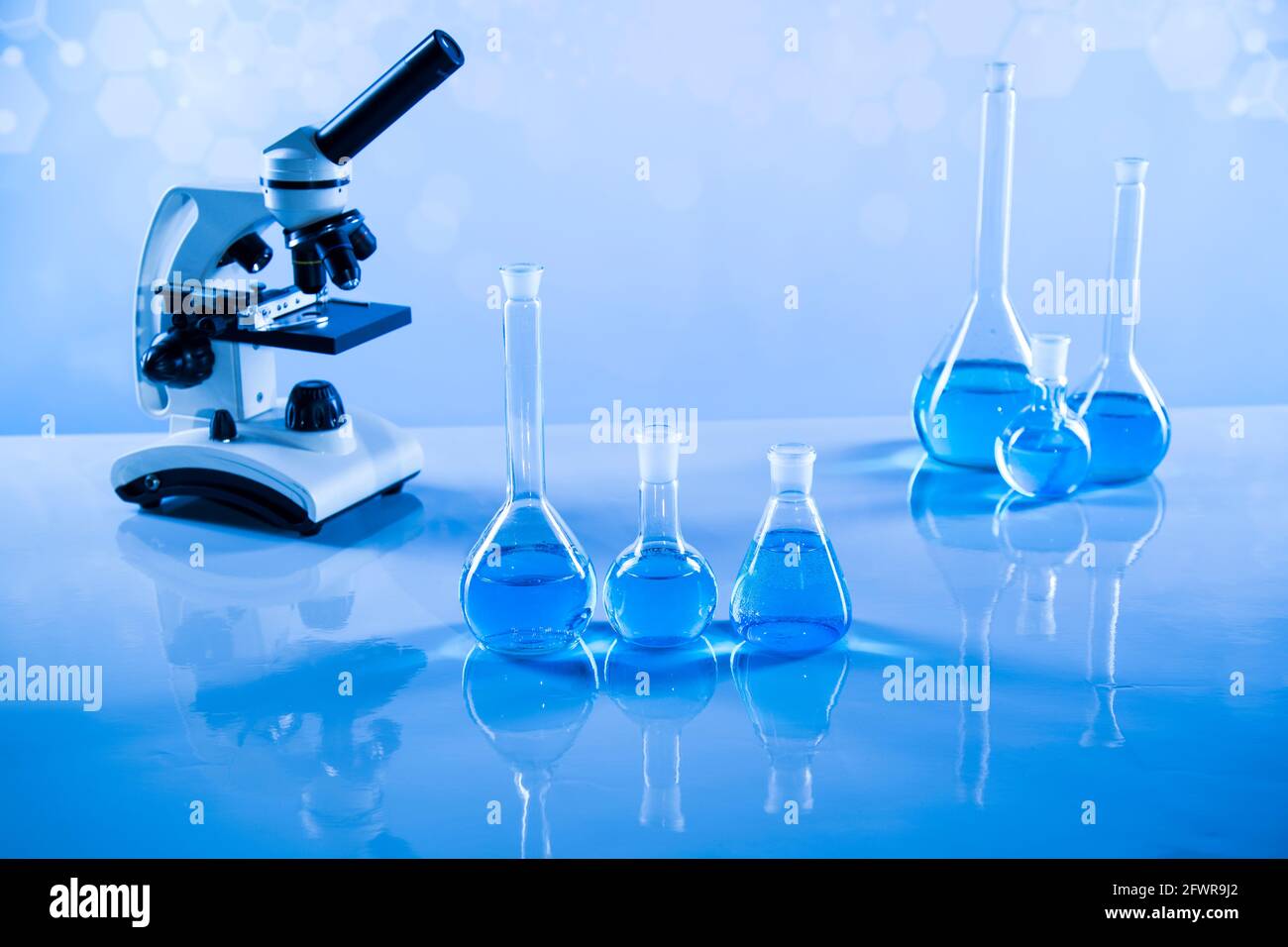 Microscope, Glassware, Laboratory beakers,Science experiment Stock ...