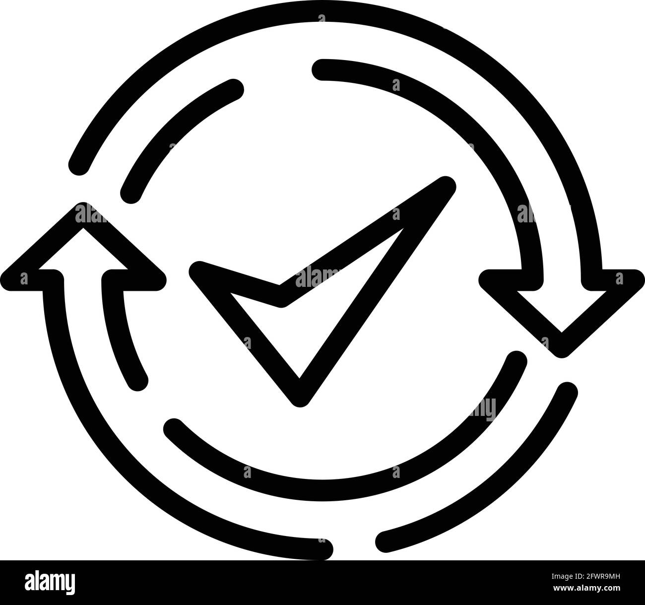 Done backup icon. Outline Done backup vector icon for web design isolated on white background ...