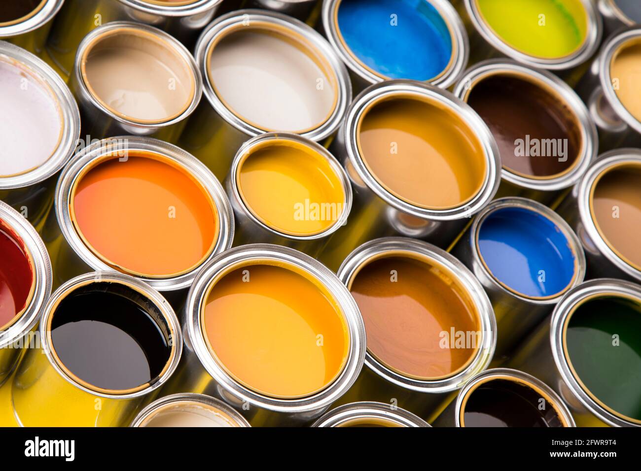Paint cans color palette and Rainbow colors Stock Photo - Alamy
