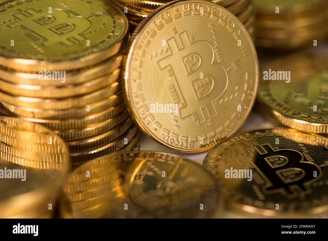 Virtual money, Currency. Bitcoin coins, financial Stock Photo - Alamy
