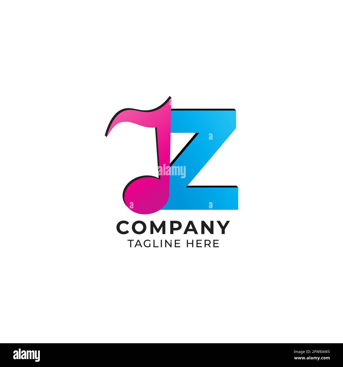 Colorful Letter Z Alphabet Music Logo Design. Initial and Musical Note ...