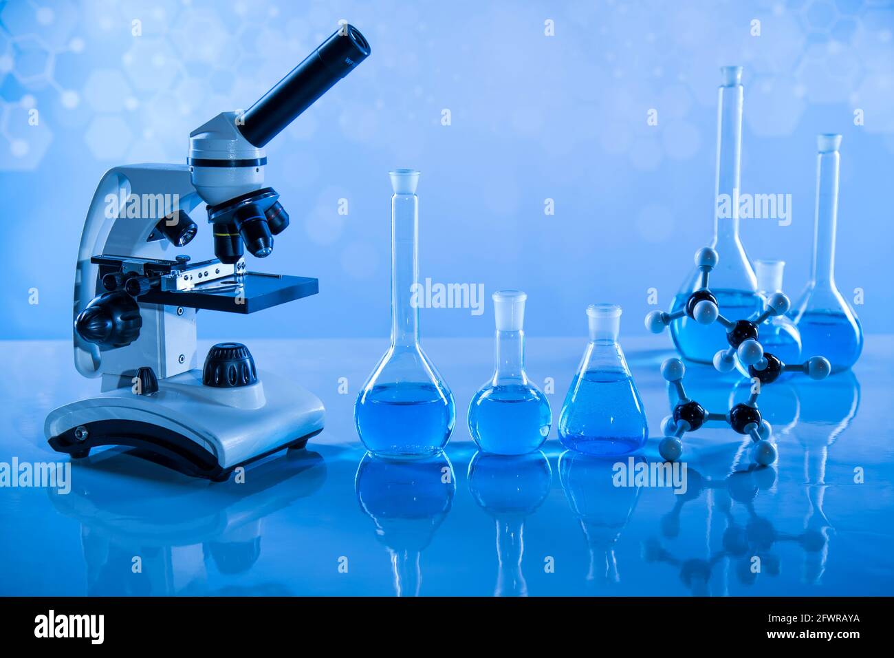 Microscope, Glassware, Laboratory beakers,Science experiment Stock ...