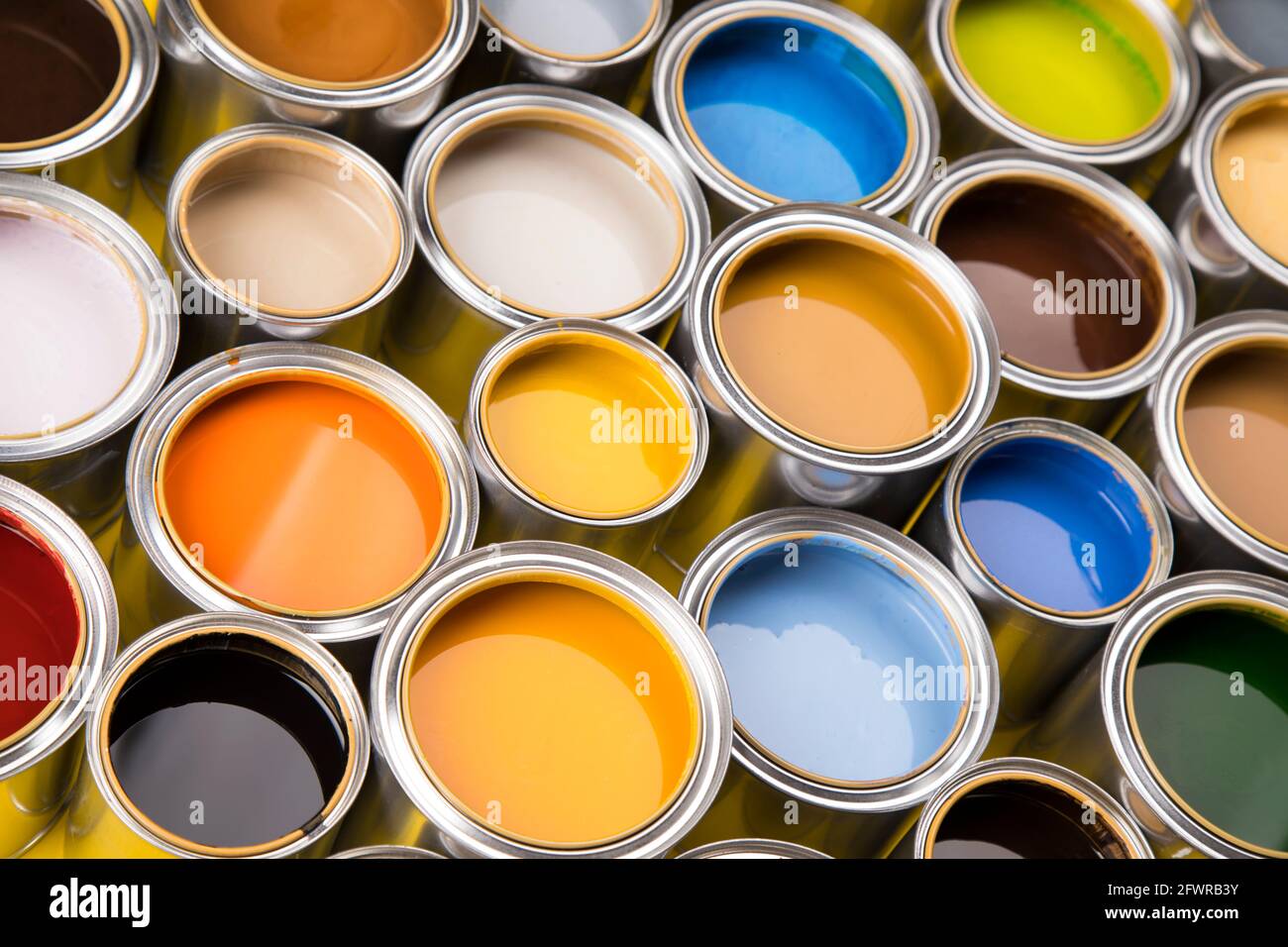 Paint cans color palette and Rainbow colors Stock Photo - Alamy
