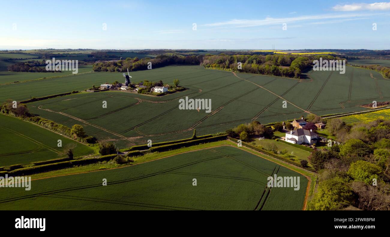 Wide-Angle Aerial view of Coldblow Farm and Ripple Mill, Walmer, Deal ...