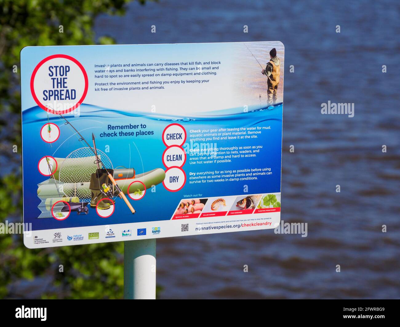 Information sign to stop the spread of non native species at Lower ...