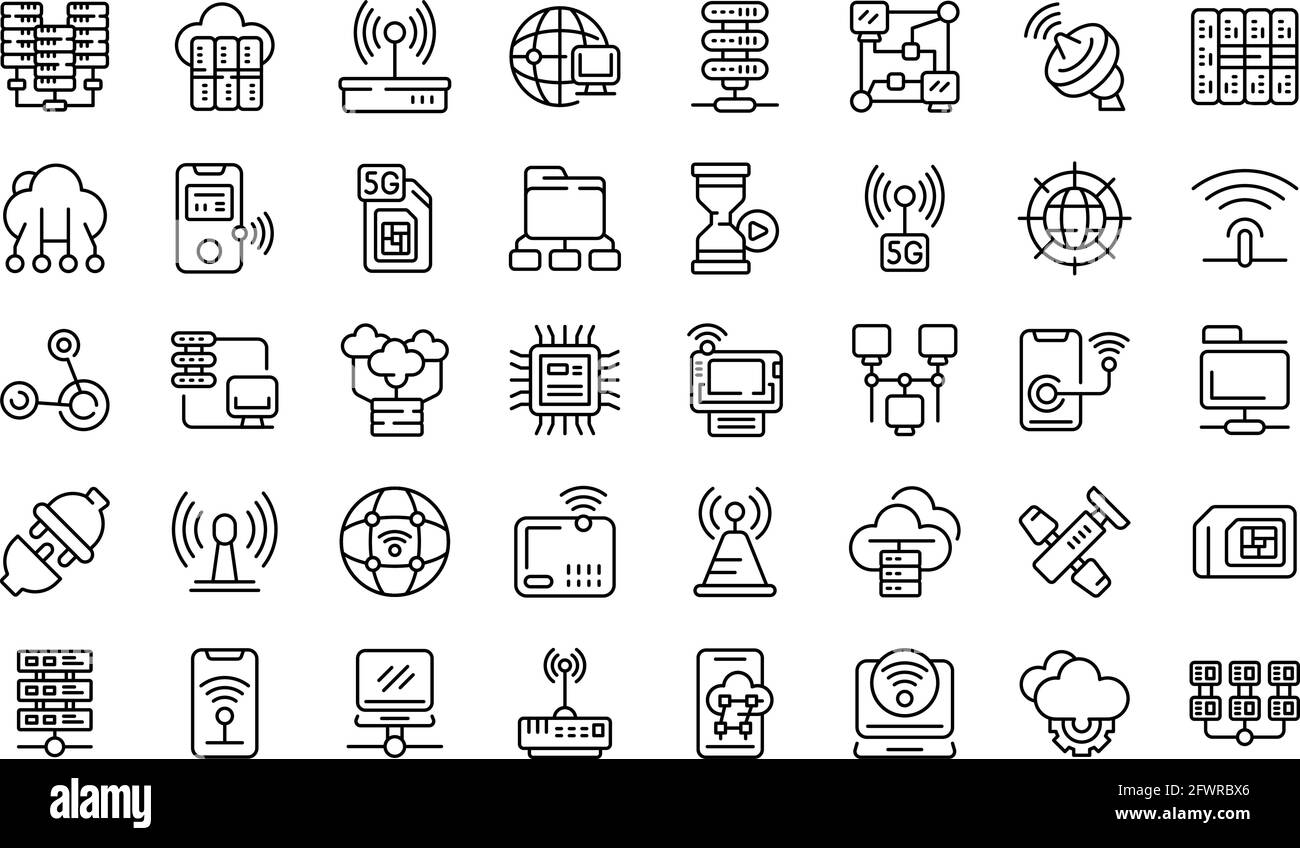 Internet provider icons set. Outline set of internet provider vector ...