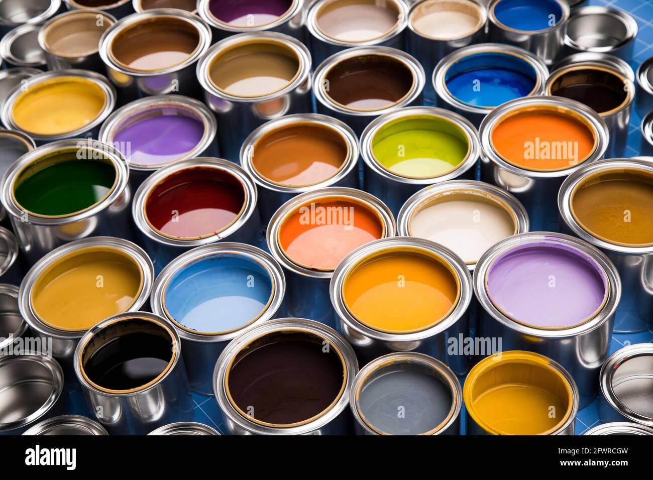 Background from multi color cans of paint Stock Photo - Alamy