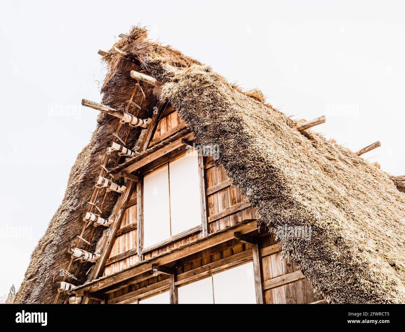 Low angle of the traditional Japanese Gassho-zukuri house with a ...