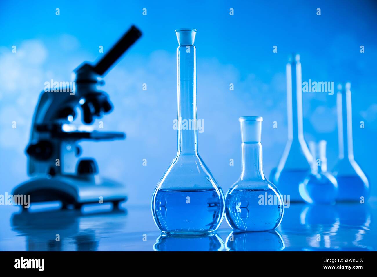 Microscope, Glassware, Laboratory beakers,Science experiment Stock ...