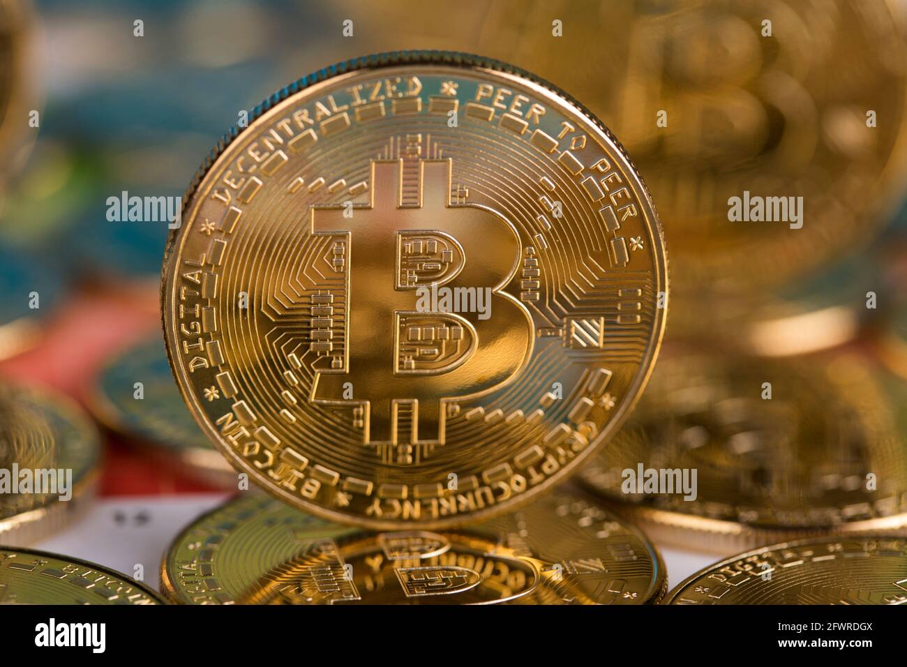Bitcoin is a cryptocurrency and worldwide payment, technology concept ...