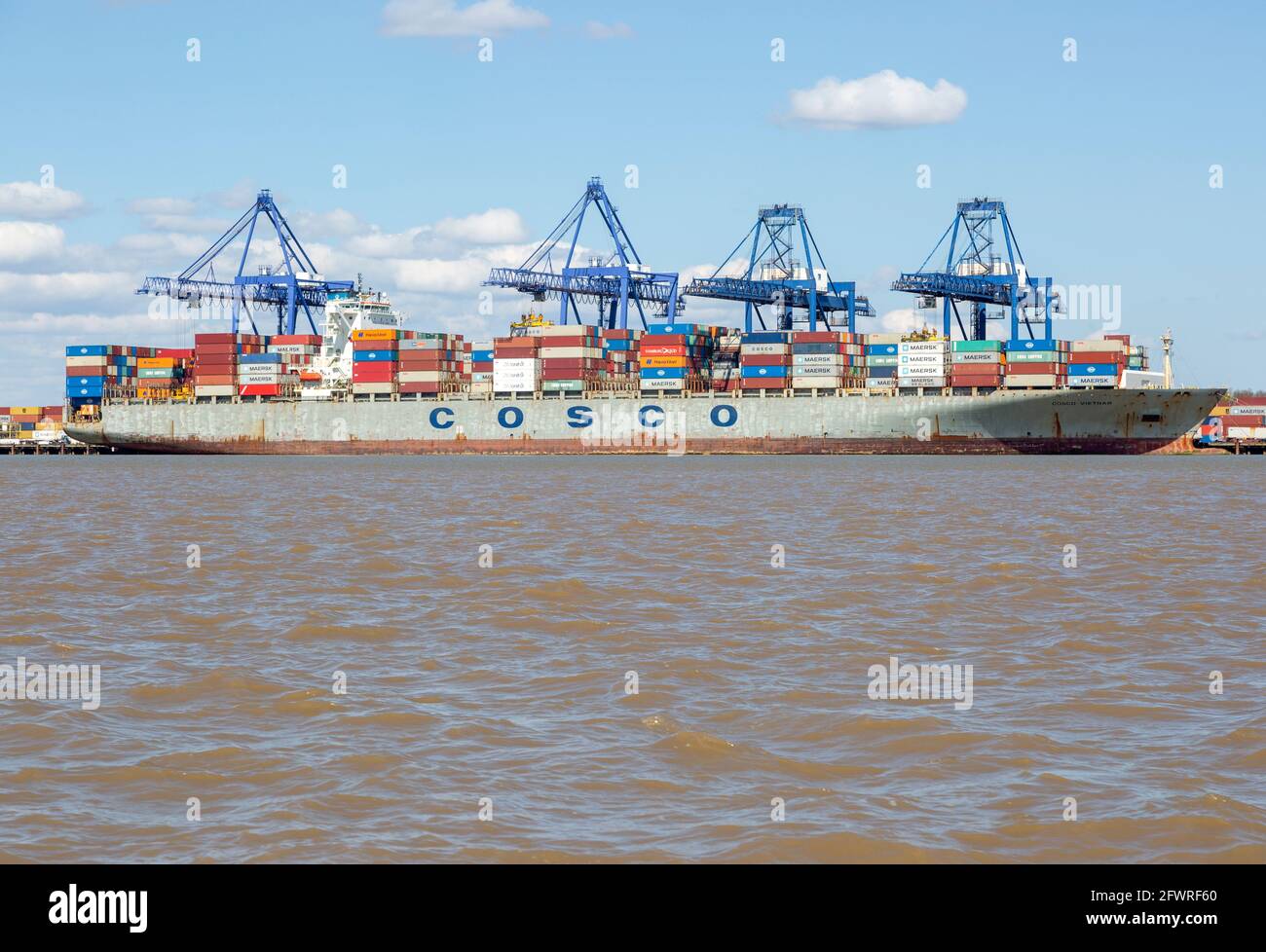 Cosco Vietnam container ship at Trinity Terminal, Port of Felixstowe ...