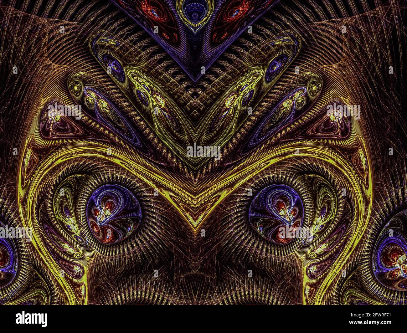 design display with fractals, creative background plant leaves, waves ...