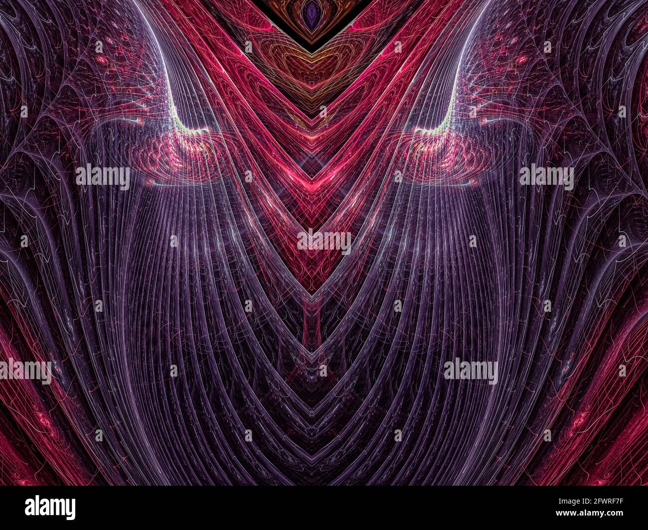 Alien, design display with fractals, creative background plant leaves ...