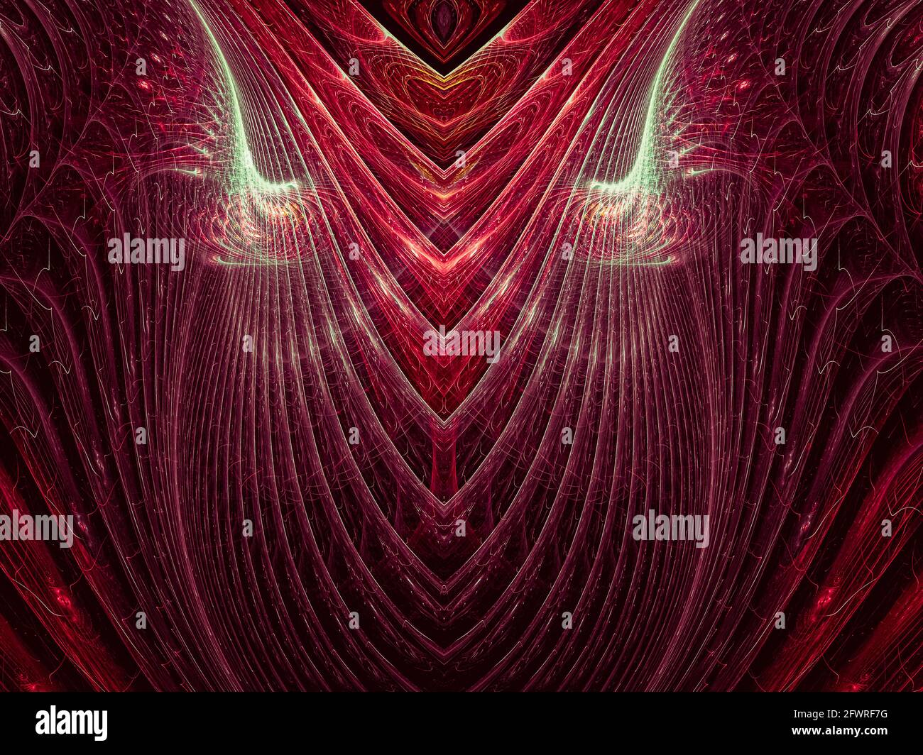 Alien, design display with fractals, creative background plant leaves ...