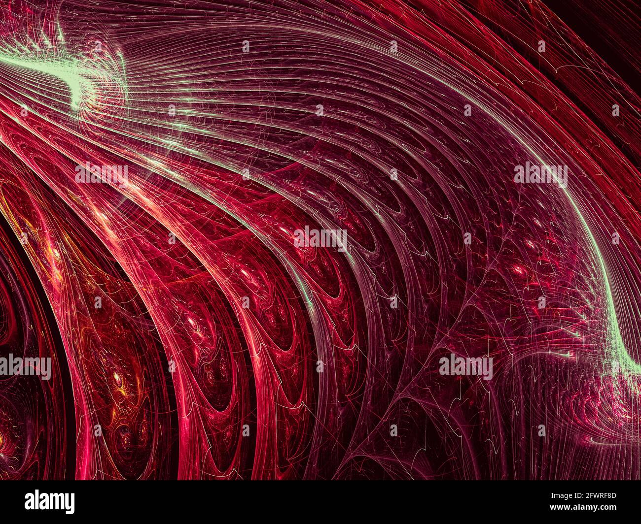 design display with fractals, creative background plant leaves, waves ...