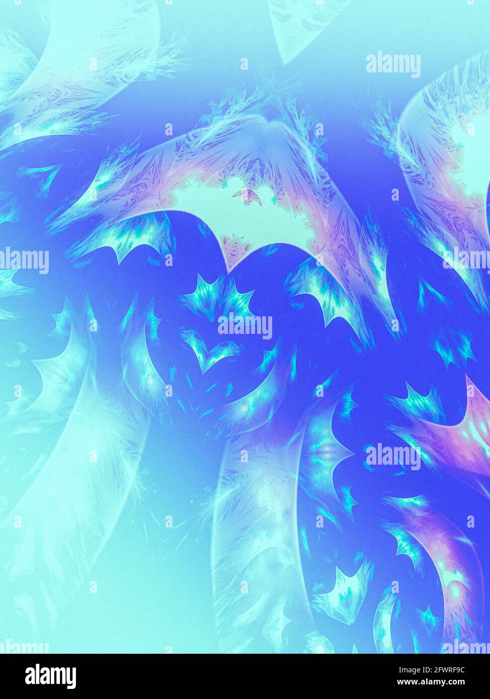 design display with fractals, creative background plant leaves, waves ...